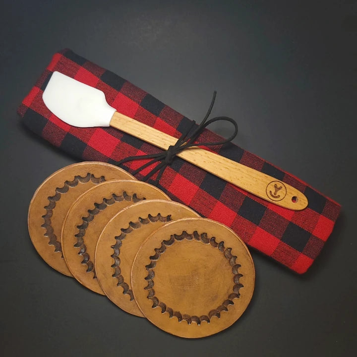 Ranch Kitchen Combo – Handmade Leather Coasters & Mini Spatula ...